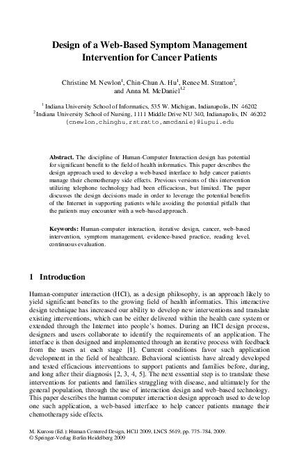 (PDF) Design of a Web-based Symptom Management Intervention for Cancer ...