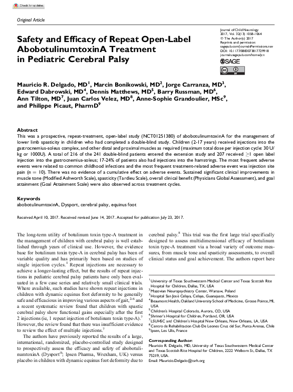 (PDF) Safety and Efficacy of Repeat Open-Label AbobotulinumtoxinA ...