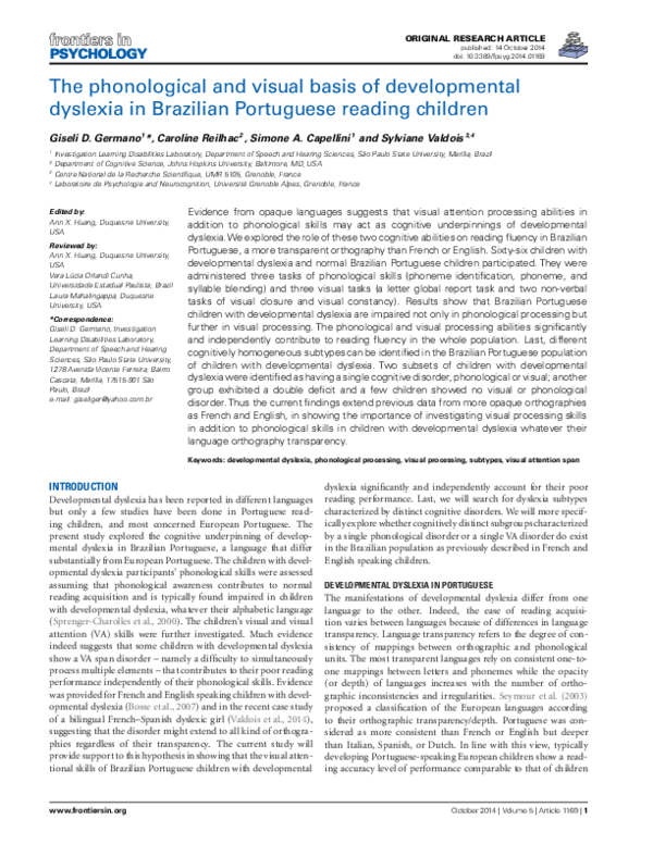 (PDF) The phonological and visual basis of developmental dyslexia in Brazilian Portuguese ...