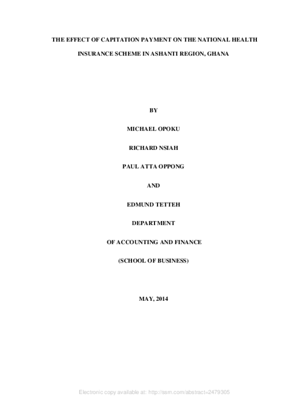 (PDF) The Effect of Capitation Payment on the National Health Insurance ...