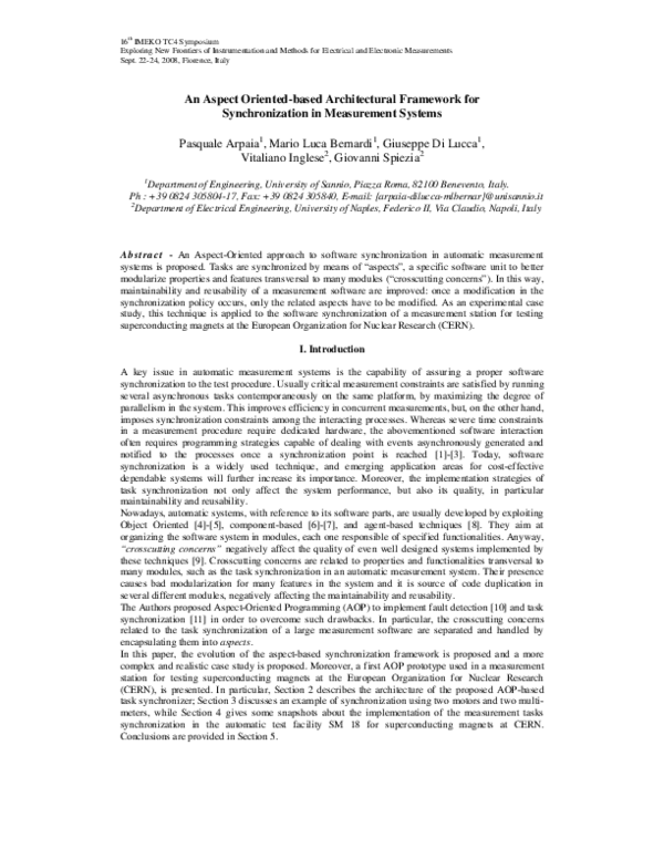 (PDF) An aspect oriented-based architectural framework for synchronization in measurement ...