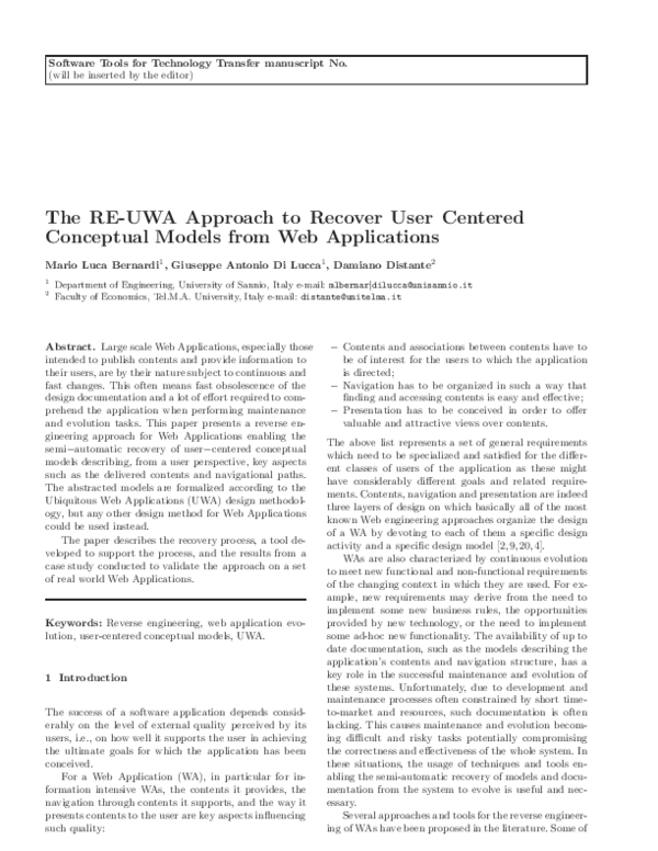 (PDF) The RE-UWA approach to recover user centered conceptual models from Web applications