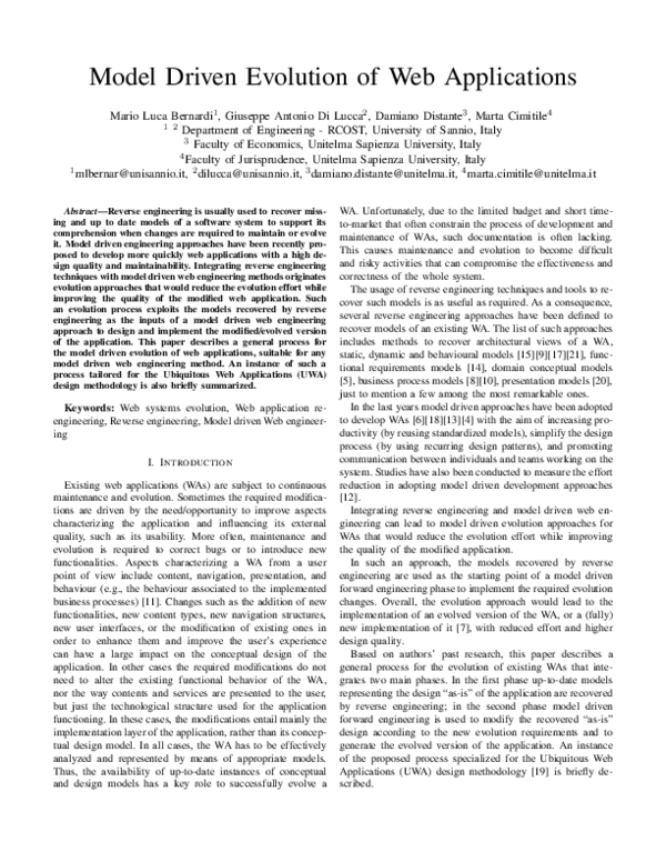 (PDF) Model driven evolution of web applications