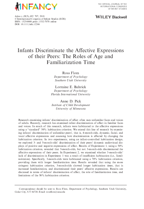 (PDF) Infants Discriminate the Affective Expressions of their Peers ...