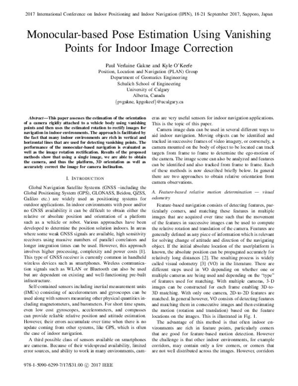 (PDF) Monocular-based pose estimation using vanishing points for indoor image correction