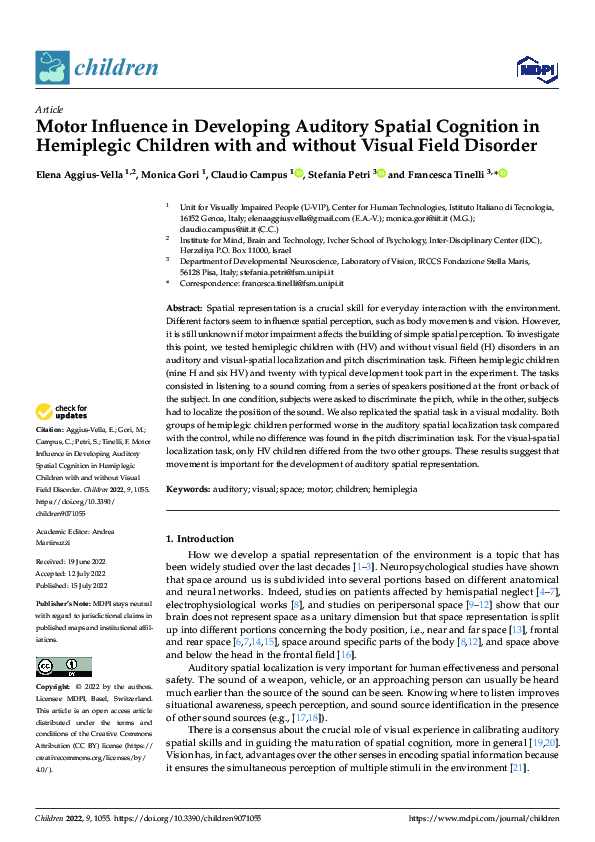(PDF) Motor Influence in Developing Auditory Spatial Cognition in ...
