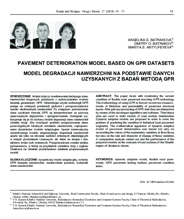 Pdf Pavement Deterioration Model Based On Gpr Datasets