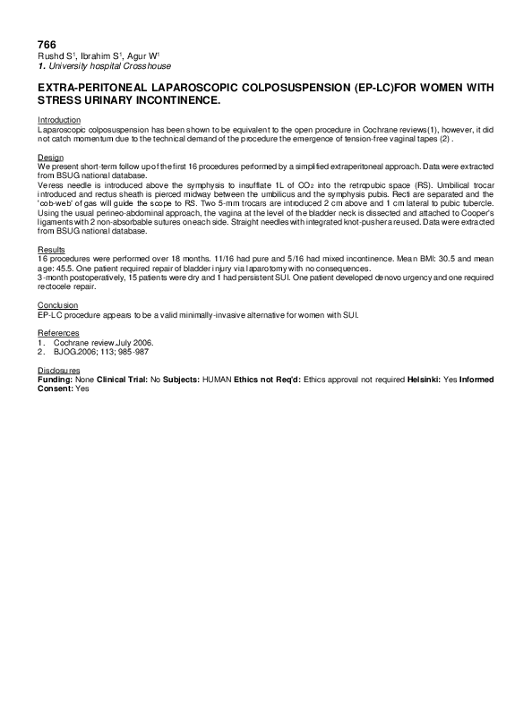 (PDF) Extra-peritoneal laparoscopic colposuspension (EP-LC)for women ...