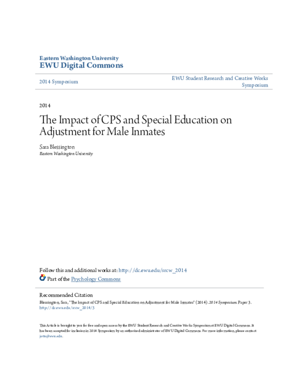 (PDF) The Impact of CPS and Special Education on Adjustment for Male ...