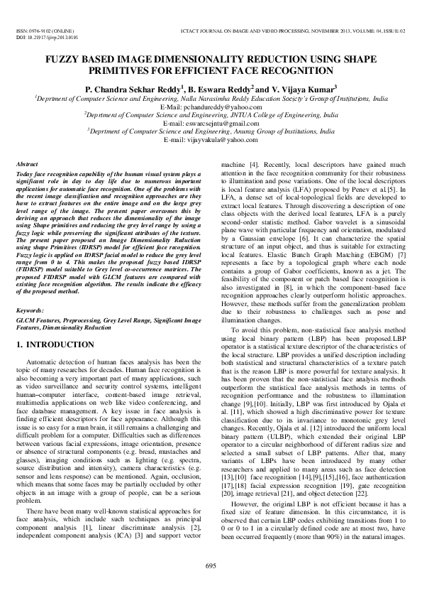 Pdf Fuzzy Based Image Dimensionality Reduction Using Shape Primitives