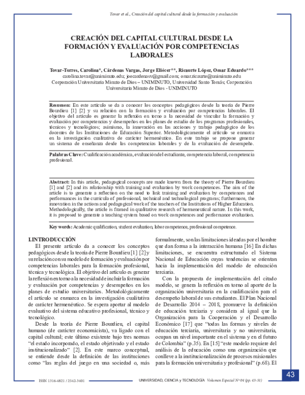 (PDF) Creación Del Capital Cultural Desde La Formación y Evaluación Por ...
