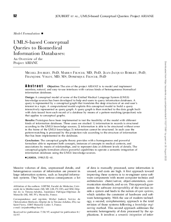(PDF) UMLS-based Conceptual Queries to Biomedical Information Databases: An Overview of the ...