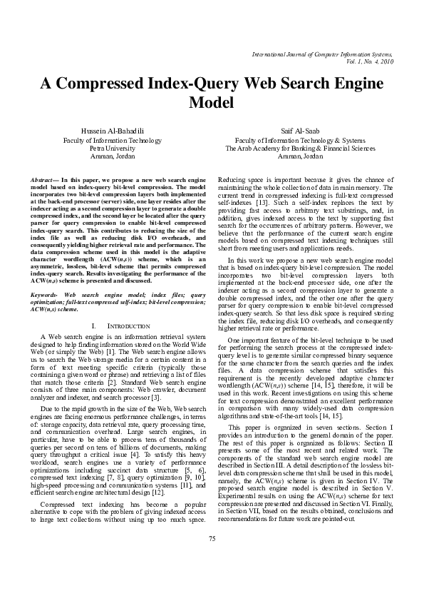 (PDF) A Compressed Index-Query Web Search Engine Model