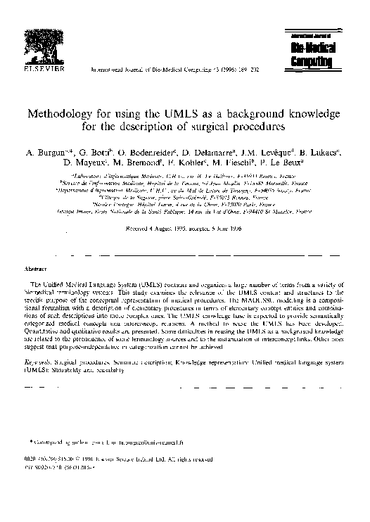 (PDF) Methodology for using the UMLS as a background knowledge for the description of surgical ...