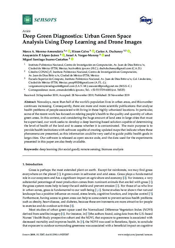 (PDF) Deep Green Diagnostics: Urban Green Space Analysis Using Deep Learning and Drone Images