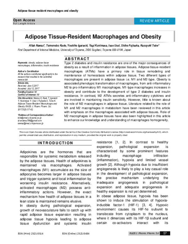 (PDF) Adipose tissue-resident macrophages and obesity