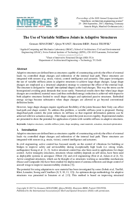 (PDF) The Use of Variable Stiffness Joints in Adaptive Structures
