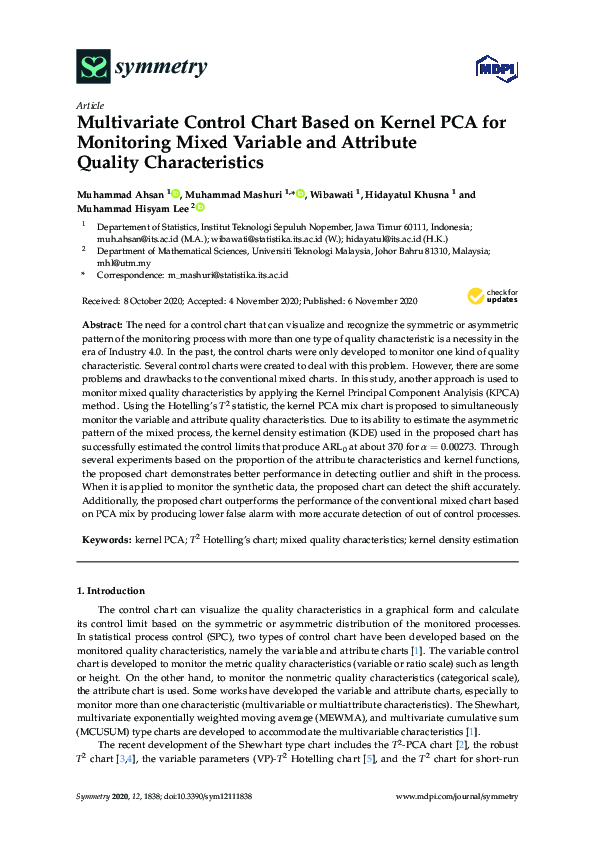 (PDF) Multivariate Control Chart Based on Kernel PCA for Monitoring ...