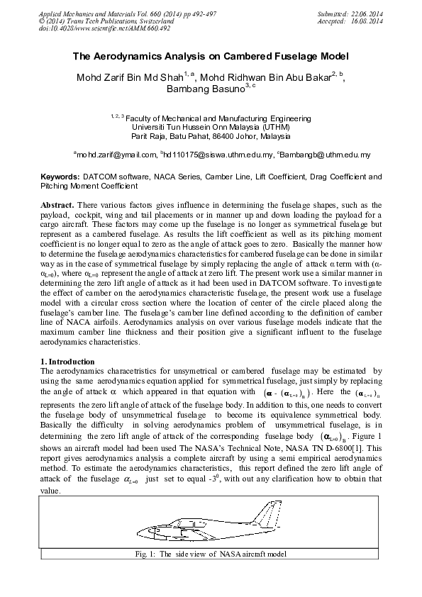 (PDF) The Aerodynamics Analysis on Cambered Fuselage Model