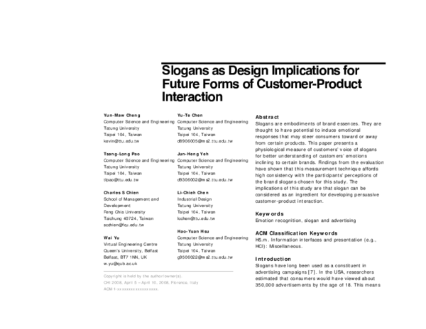 (PDF) Slogans as Design Implications for Future Forms of Customer ...