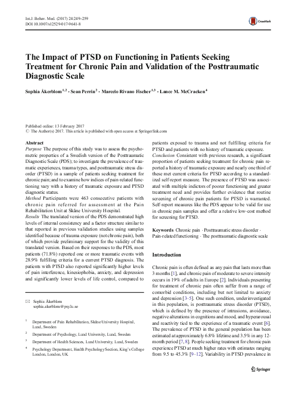 (PDF) The Impact of PTSD on Functioning in Patients Seeking Treatment ...