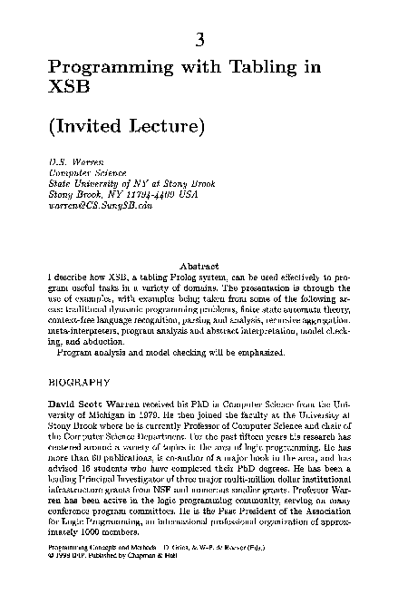 (PDF) Programming with Tabling in XSB