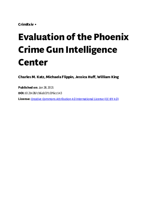 (PDF) Evaluation of the Phoenix Crime Gun Intelligence Center