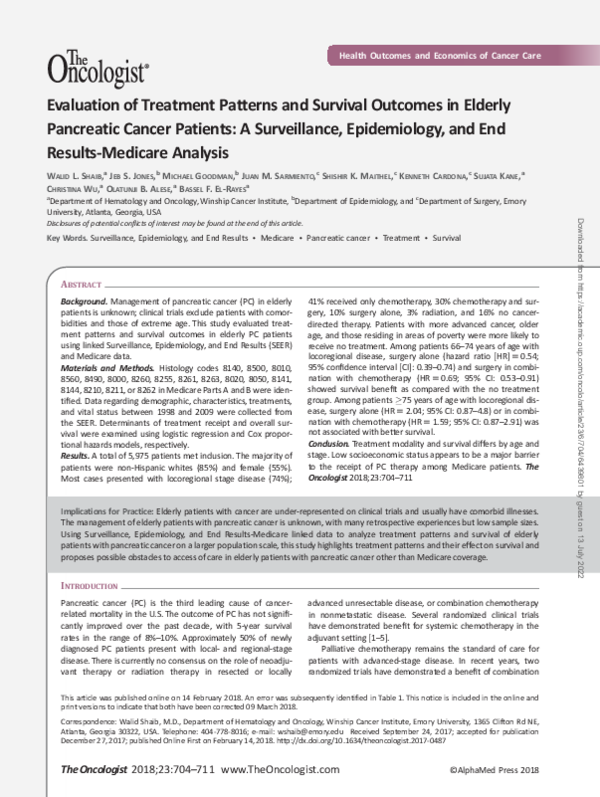(PDF) Evaluation of Treatment Patterns and Survival Outcomes in Elderly ...