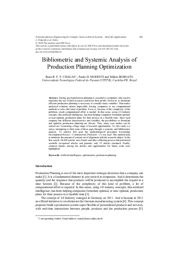 (PDF) Bibliometric and Systemic Analysis of Production Planning ...