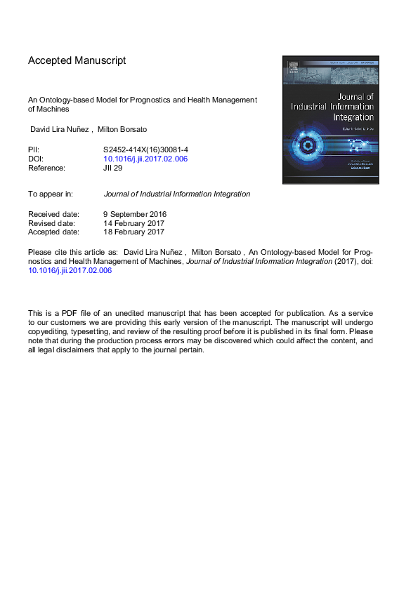 (PDF) An Ontology-based Model for Prognostics and Health Management of Machines | Milton Borsato ...