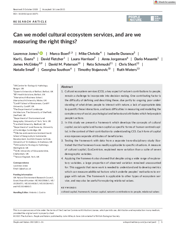 (PDF) Can we model cultural ecosystem services, and are we measuring ...