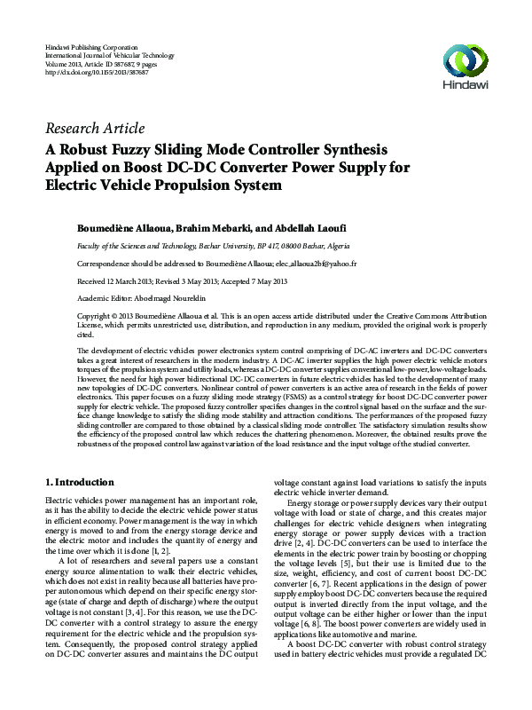 (PDF) A Robust Fuzzy Sliding Mode Controller Synthesis Applied on Boost DC-DC Converter Power ...
