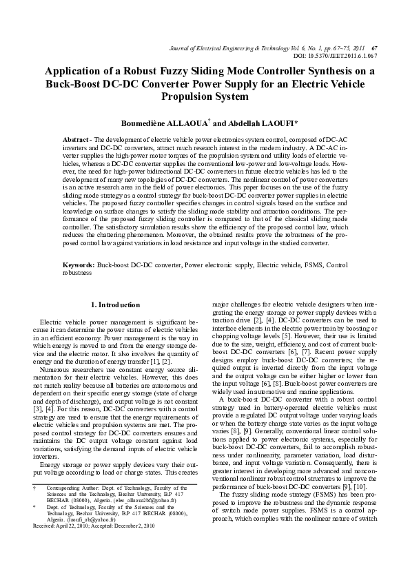 Pdf Application Of A Robust Fuzzy Sliding Mode Controller Synthesis On A Buck Boost Dc Dc 9312
