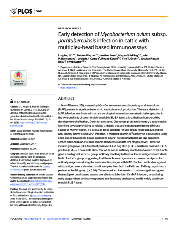 (PDF) Early detection of Mycobacterium avium subsp. paratuberculosis infection in cattle with ...