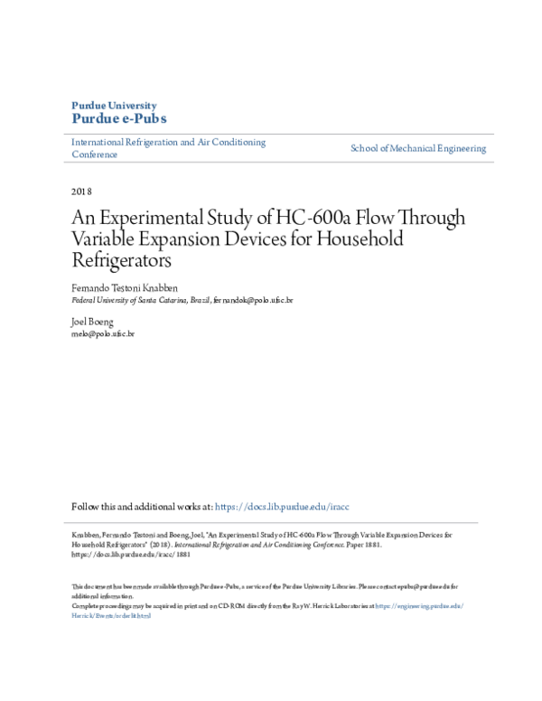 (PDF) An Experimental Study of HC-600a Flow Through Variable Expansion ...