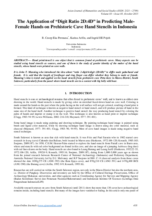 (PDF) The Application of “Digit Ratio 2D:4D” in Predicting Male-Female ...