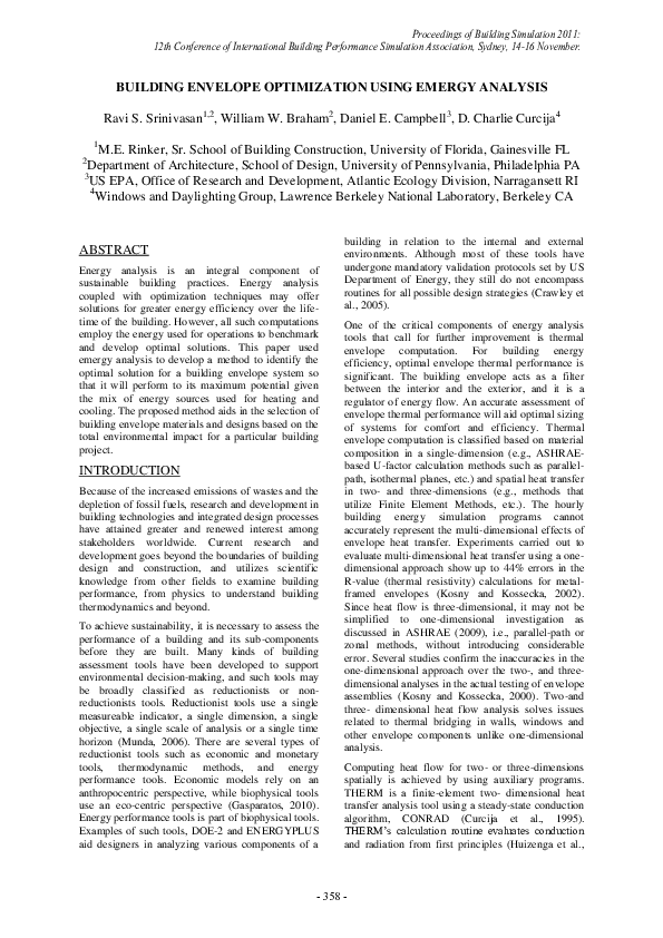 (PDF) Emergy Analysis for Building Envelope Optimization