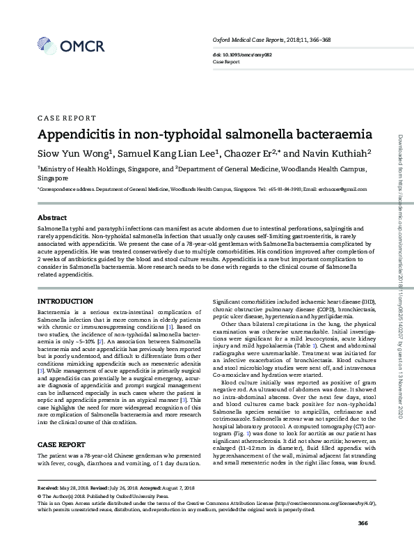 (PDF) Appendicitis in non-typhoidal salmonella bacteraemia | Chaozer Er ...