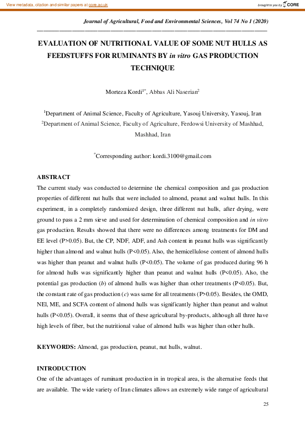 (PDF) EVALUATION OF NUTRITIONAL VALUE OF SOME NUT HULLS AS FEEDSTUFFS ...