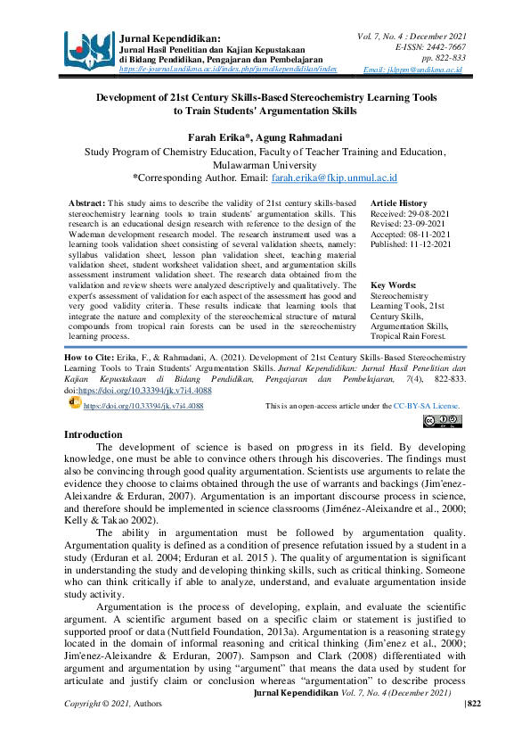 (PDF) 21st Century Stereochemistry Learning Tools for Argumentation Skills