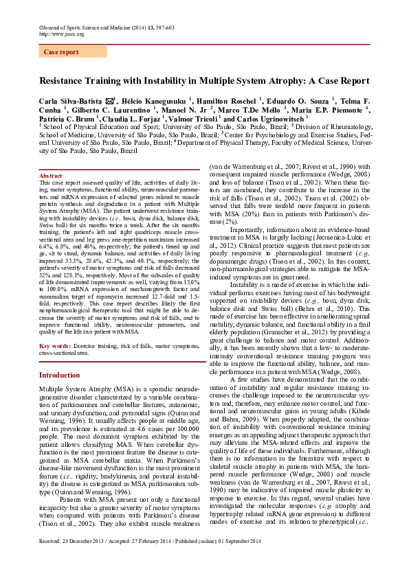 (PDF) Resistance training with instability in multiple system atrophy ...