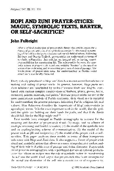 (PDF) Hopi and Zuni prayer-sticks: Magic, symbolic texts, barter, or ...