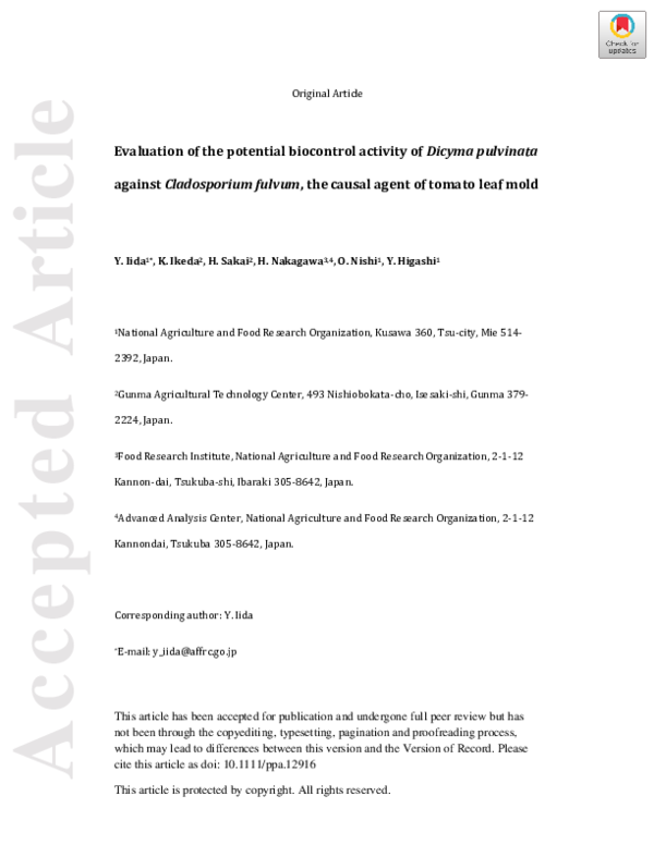 (PDF) Evaluation of the potential biocontrol activity of Dicyma ...