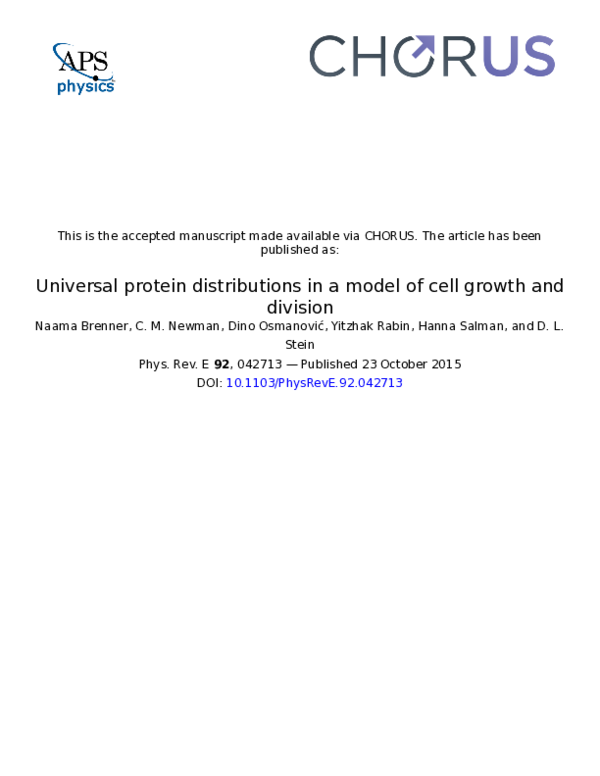 (PDF) Universal protein distributions in a model of cell growth and ...