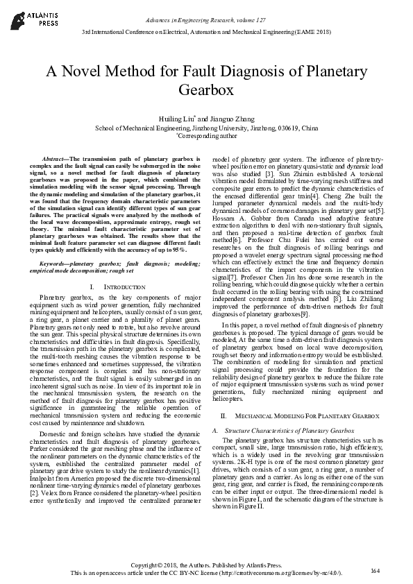(PDF) A Novel Method for Fault Diagnosis of Planetary Gearbox