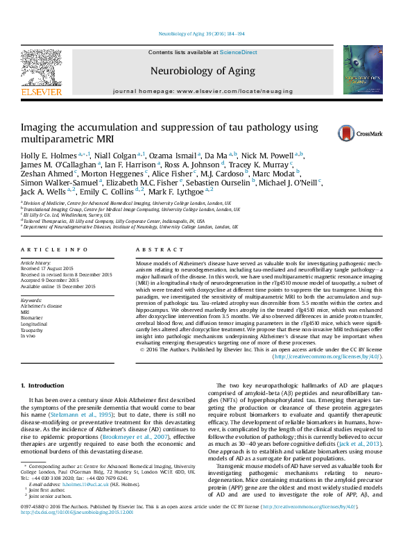 (PDF) Imaging the accumulation and suppression of tau pathology using multiparametric MRI