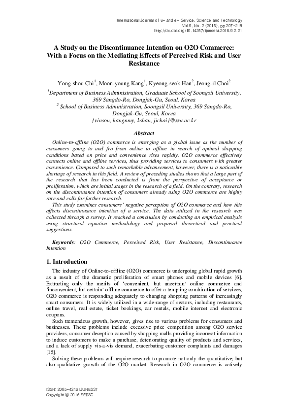 (PDF) A Study on the Discontinuance Intention on O2O Commerce: With a ...