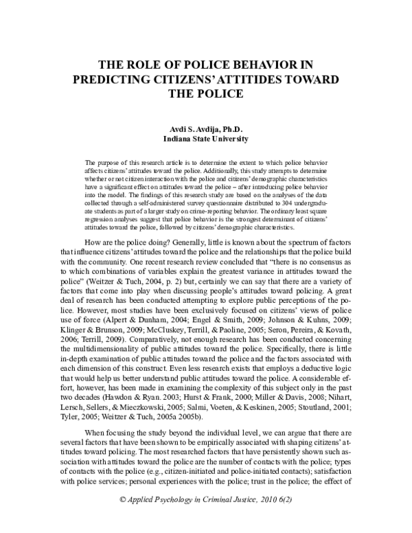 (PDF) The Role of Police Behavior in Predicting Citizens' Attitides ...