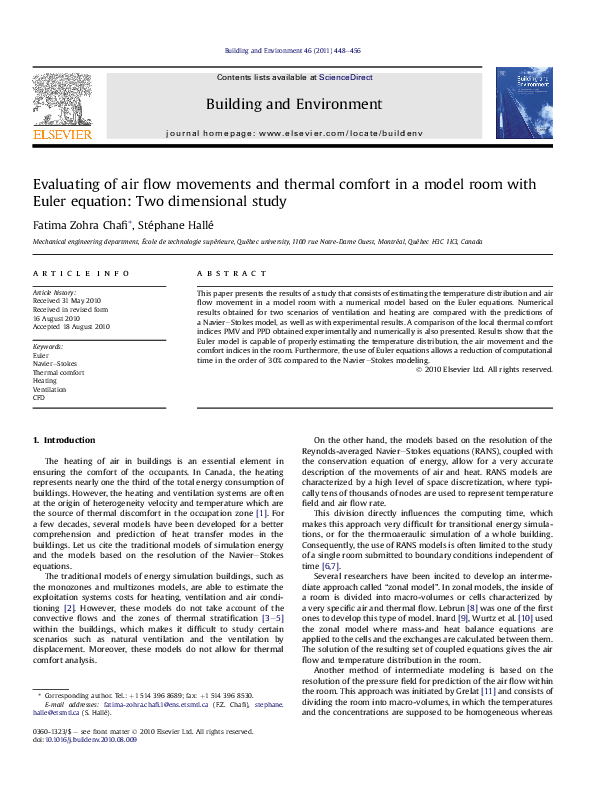 (PDF) Evaluating of air flow movements and thermal comfort in a model ...