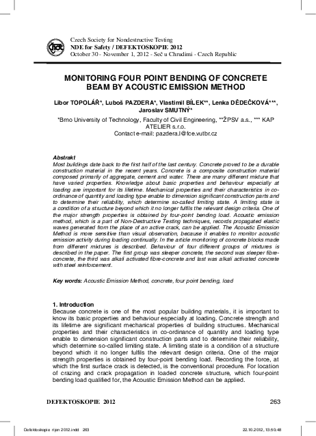 (PDF) Bending of Concrete Beam by Acoustic Emission Method